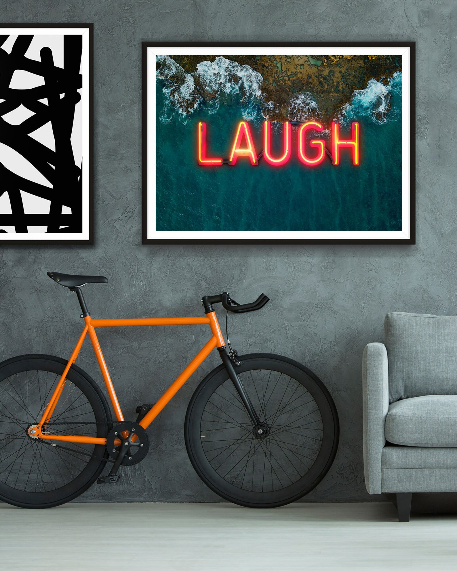 Laugh Neon Ocean Print Neon Art Poster Neon Sign Art Beach - Etsy
