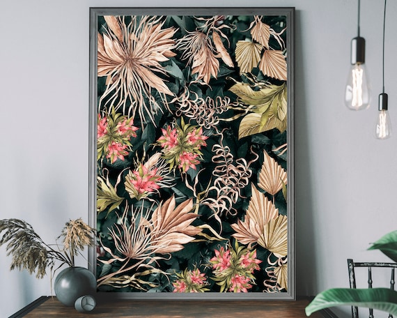 Floral Pattern Print Maximalism Poster Botanical Wall Decor | Etsy