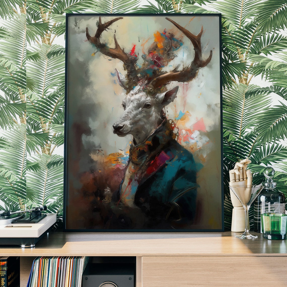 Stag Portrait Art Print – Renaissance Animal Painting, Animal Head ...