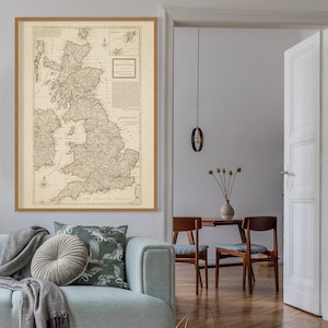 Vintage Great Britain Map, Historical UK Map Art Print, Antique Travel ...