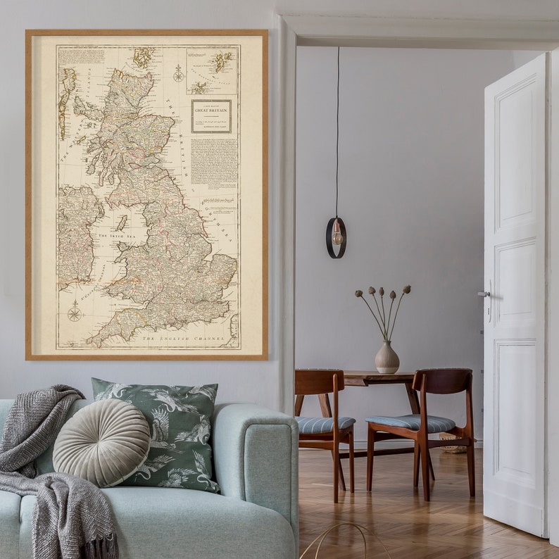 Vintage Great Britain Map Print – Historical UK Art, Antique Geography ...