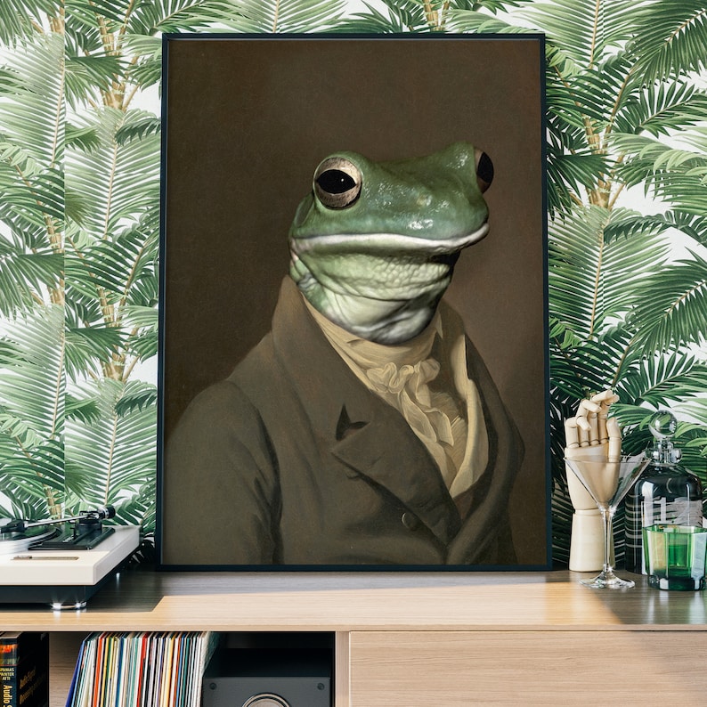 Frog Vintage Portrait – Renaissance Animal Painting, Altered Art Print ...