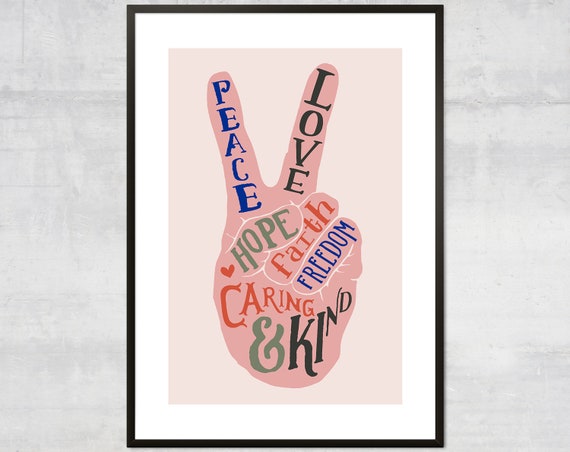 Peace sign art print peace and love Inspirational Wall Art | Etsy