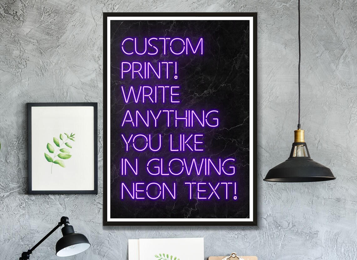 Customisable Purple Neon Art Poster Quote Print Customisable - Etsy