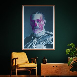 King George Art Print, Vintage Abstract Skull Print, Royal Family ...