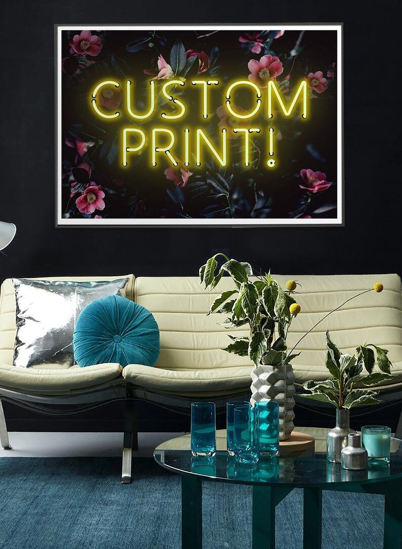 Personalised Yellow Neon Art Print – Quote Print, Botanical Art, Floral ...