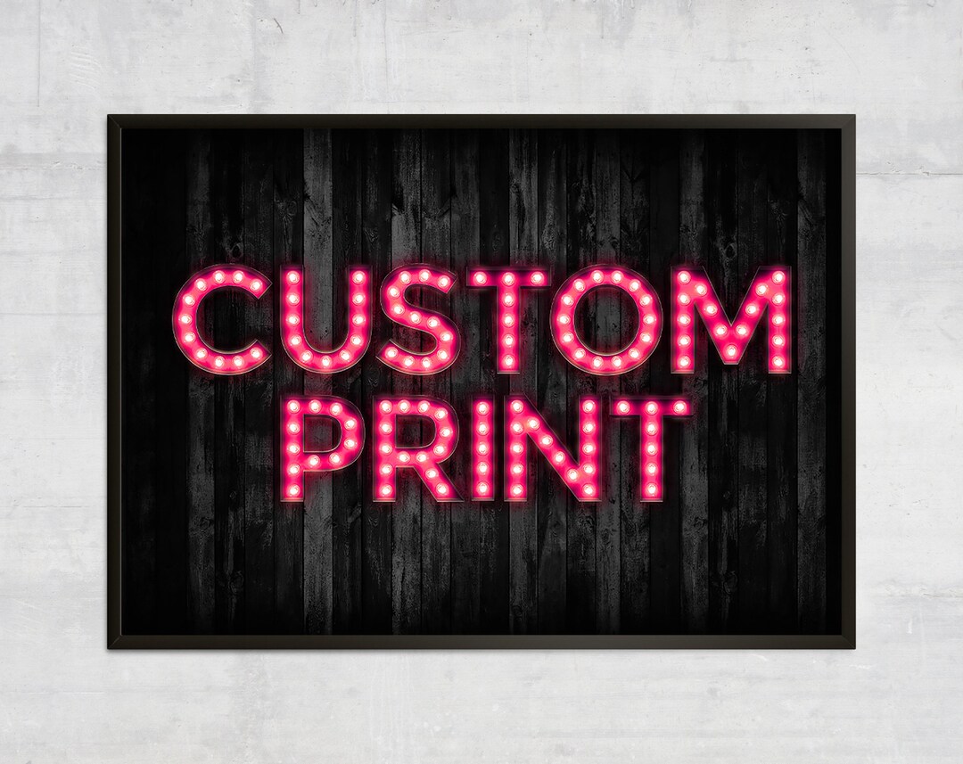Personalised Pink Bulb Letters – Quote Print, Personalized Gift, Custom ...