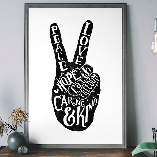 Peace Sign Art Print Peace and Love Inspirational Wall Art - Etsy