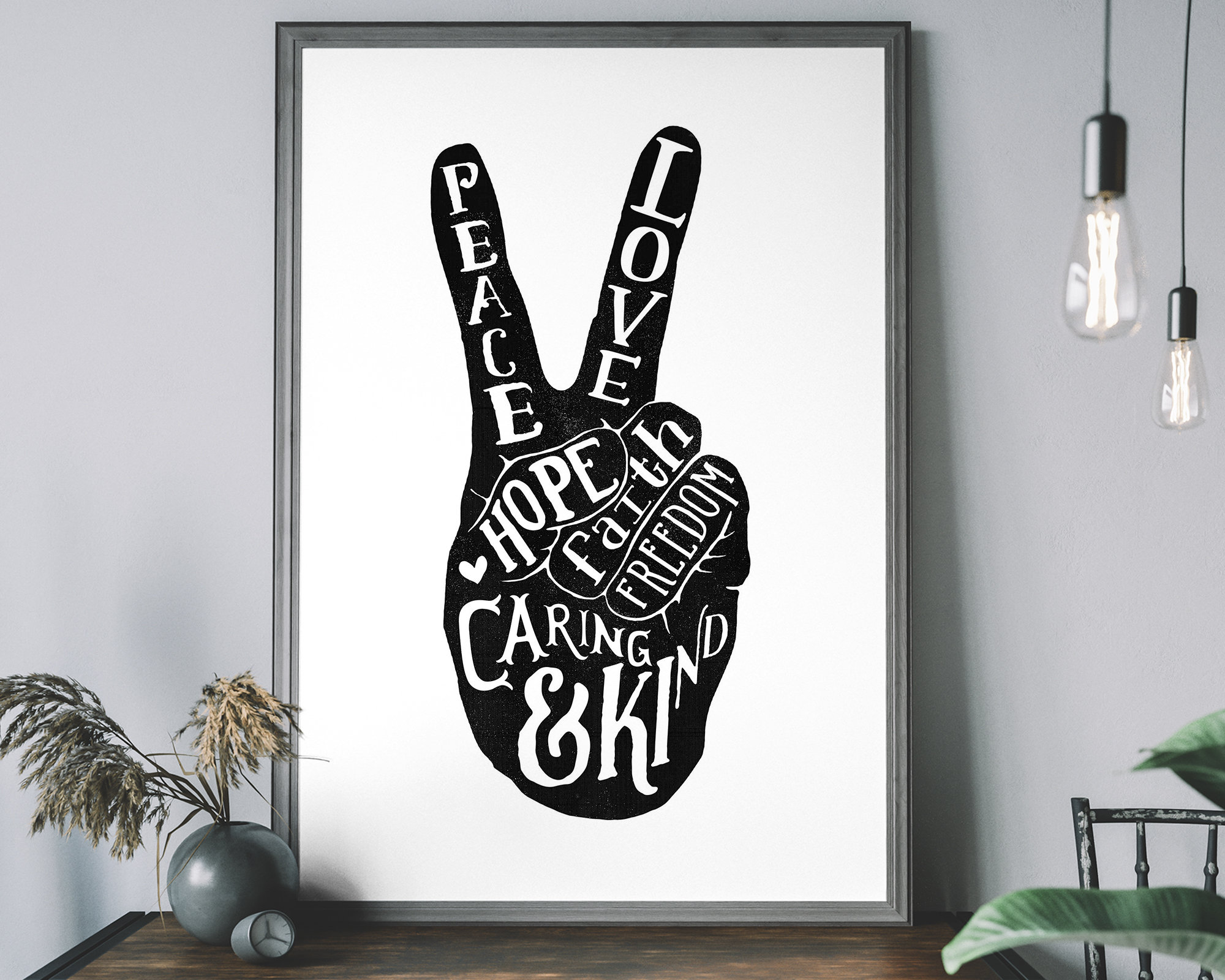 Peace Sign Art Print Peace and Love Inspirational Wall Art | Etsy