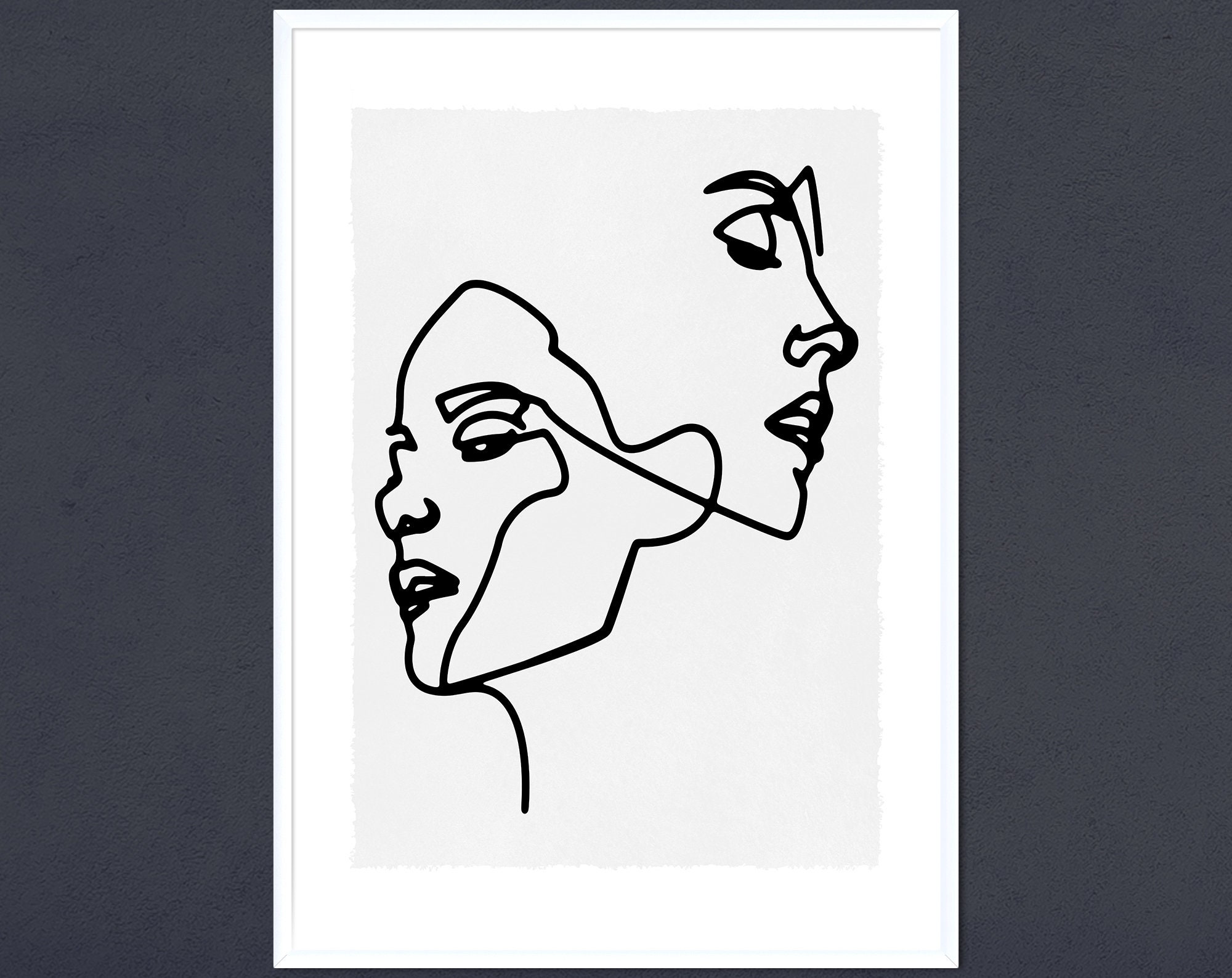 Minimal Faces Line Art Print Line Art Wall Prints Woman | Etsy