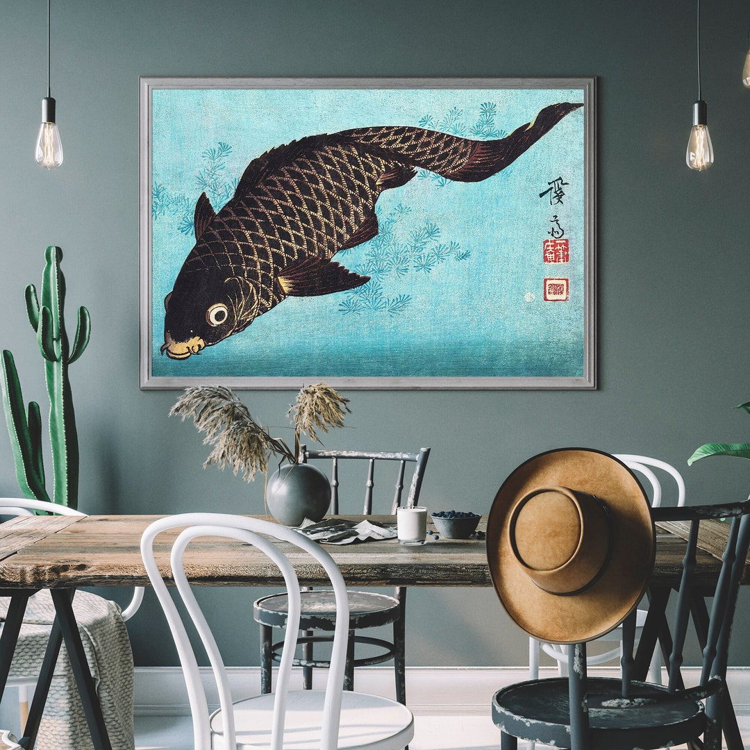 Vintage Japanese Carp Print, Antique Japanese Poster, Traditional ...