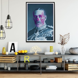 King George Art Print, Vintage Abstract Skull Print, Royal Family ...