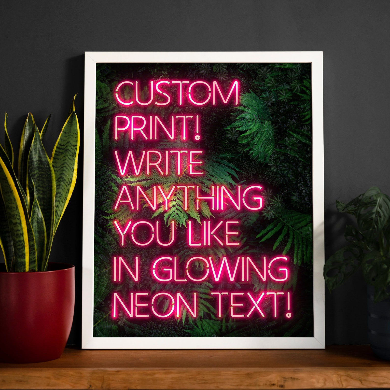 Personalised Pink Neon Art Print Create Your Own Print - Etsy UK