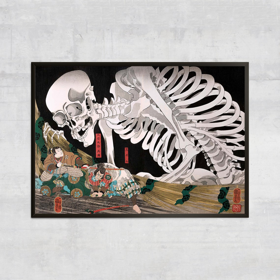 Vintage Japanese Skeleton Art Print by Utagawa Kuniyoshi – Antique ...