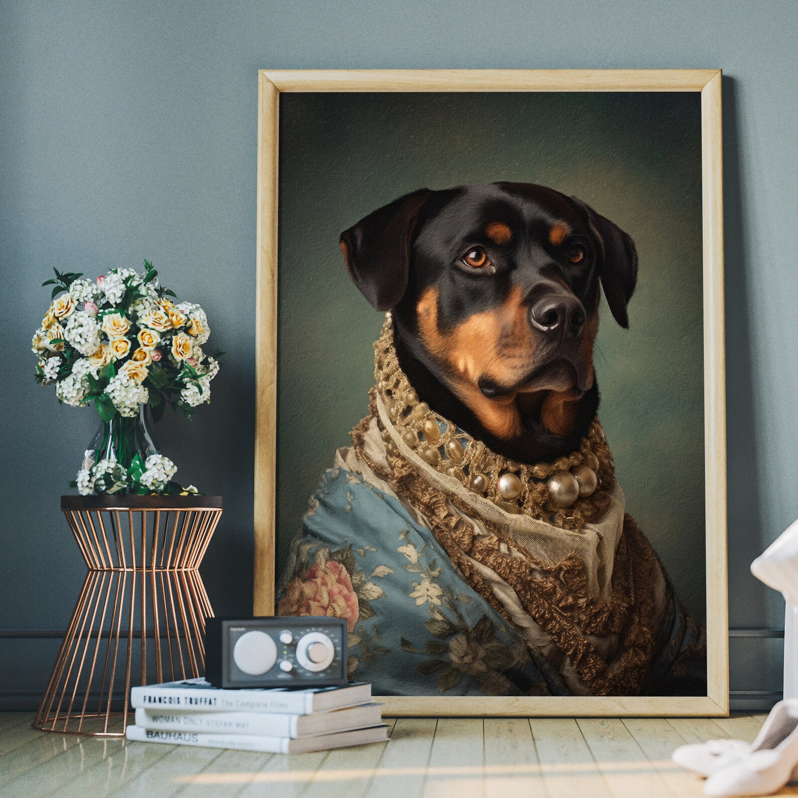 Rottweiler Dog Print, Animal Painting Altered Art Print, Animal Head ...