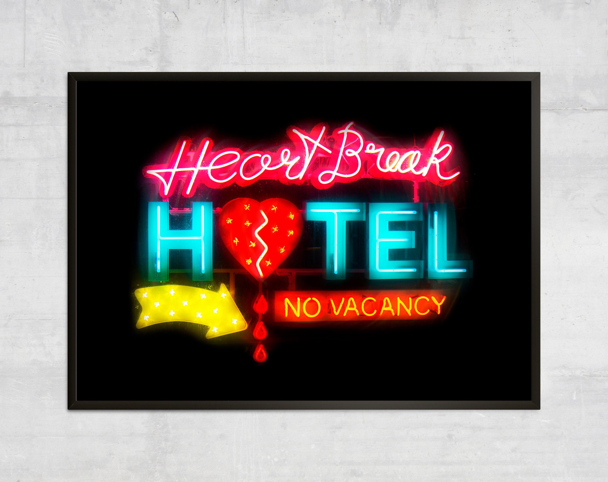 Heart Break Hotel Neon Print – Vintage Style Neon, Las Vegas Neon Art ...