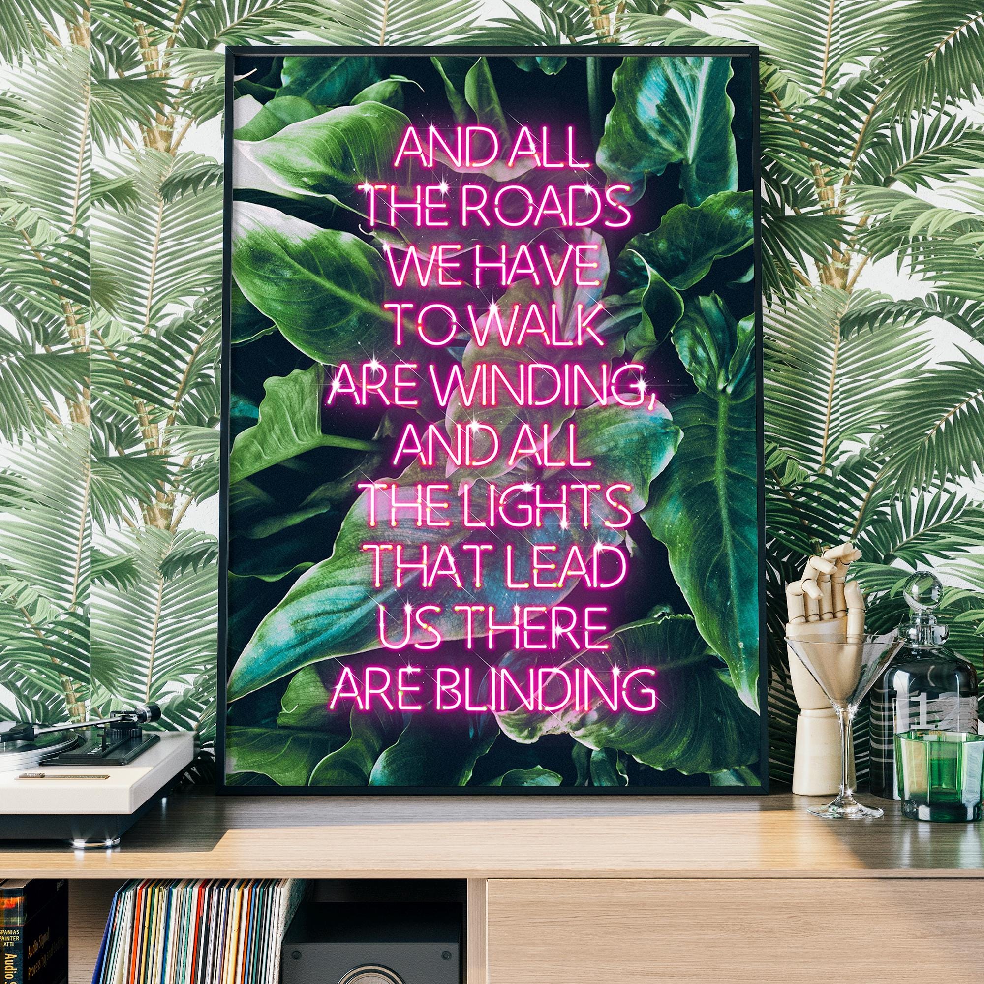 Oasis Wonderwall Song Lyric Print, Indie Wall Art, Neon Sign Print ...