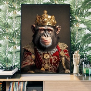 Chimp Vintage Portrait, Altered Art Regal Monkey Animal Print, Animal ...