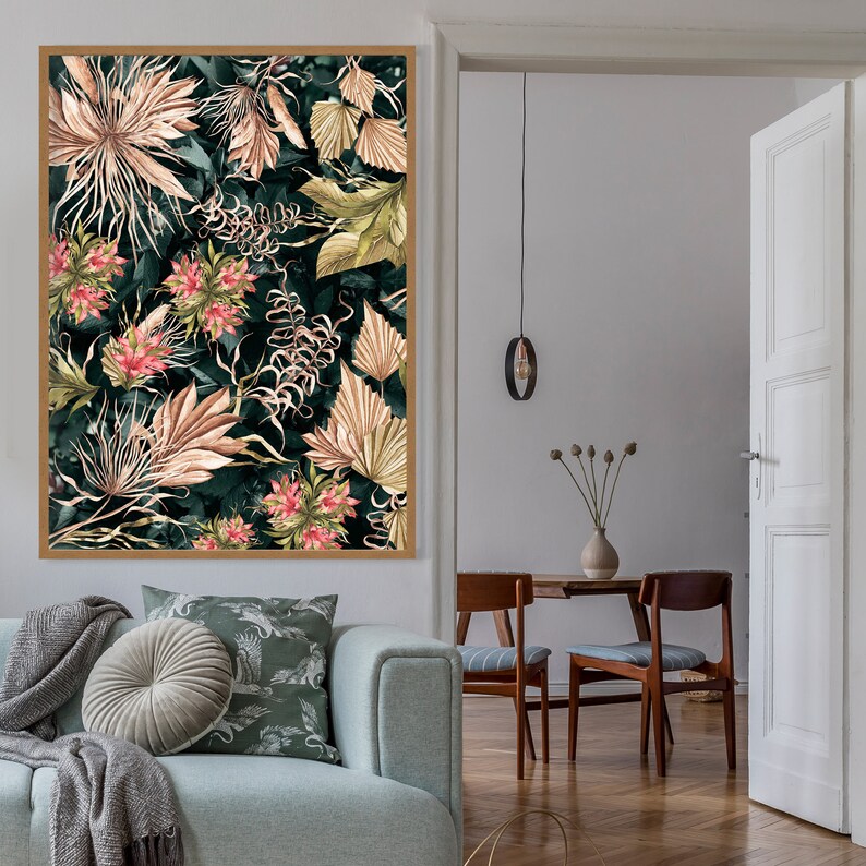 Floral Pattern Print, Maximalism Poster, Botanical Wall Decor, Tropical ...
