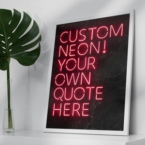 Personalized Red Neon Art Poster – Customisable Large Quote Wall Art ...