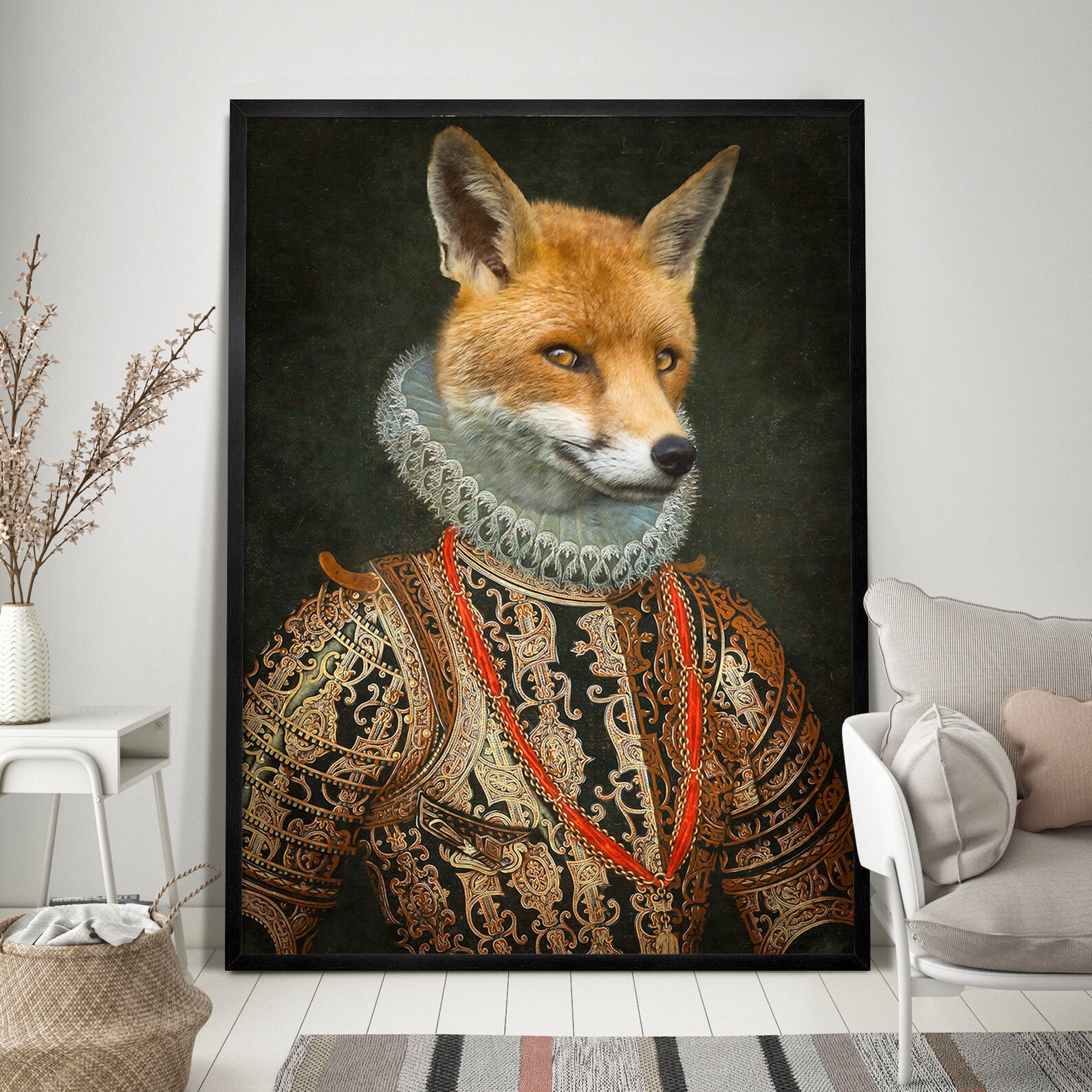 Victorian Fox Portrait, Renaissance Animal Painting, Altered Art Print ...
