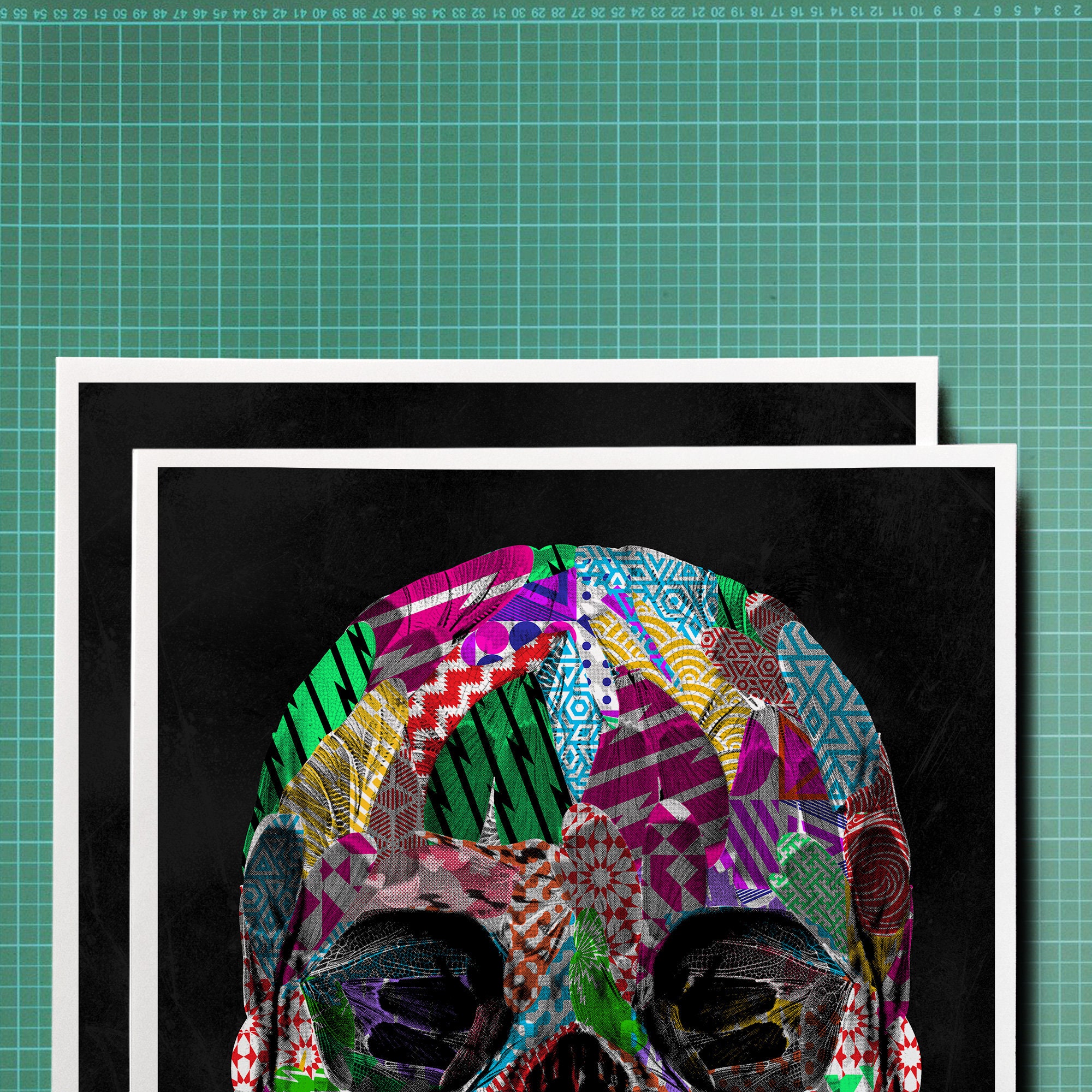 Geometric Pattern Skull Print Geometric skull art skull wall | Etsy