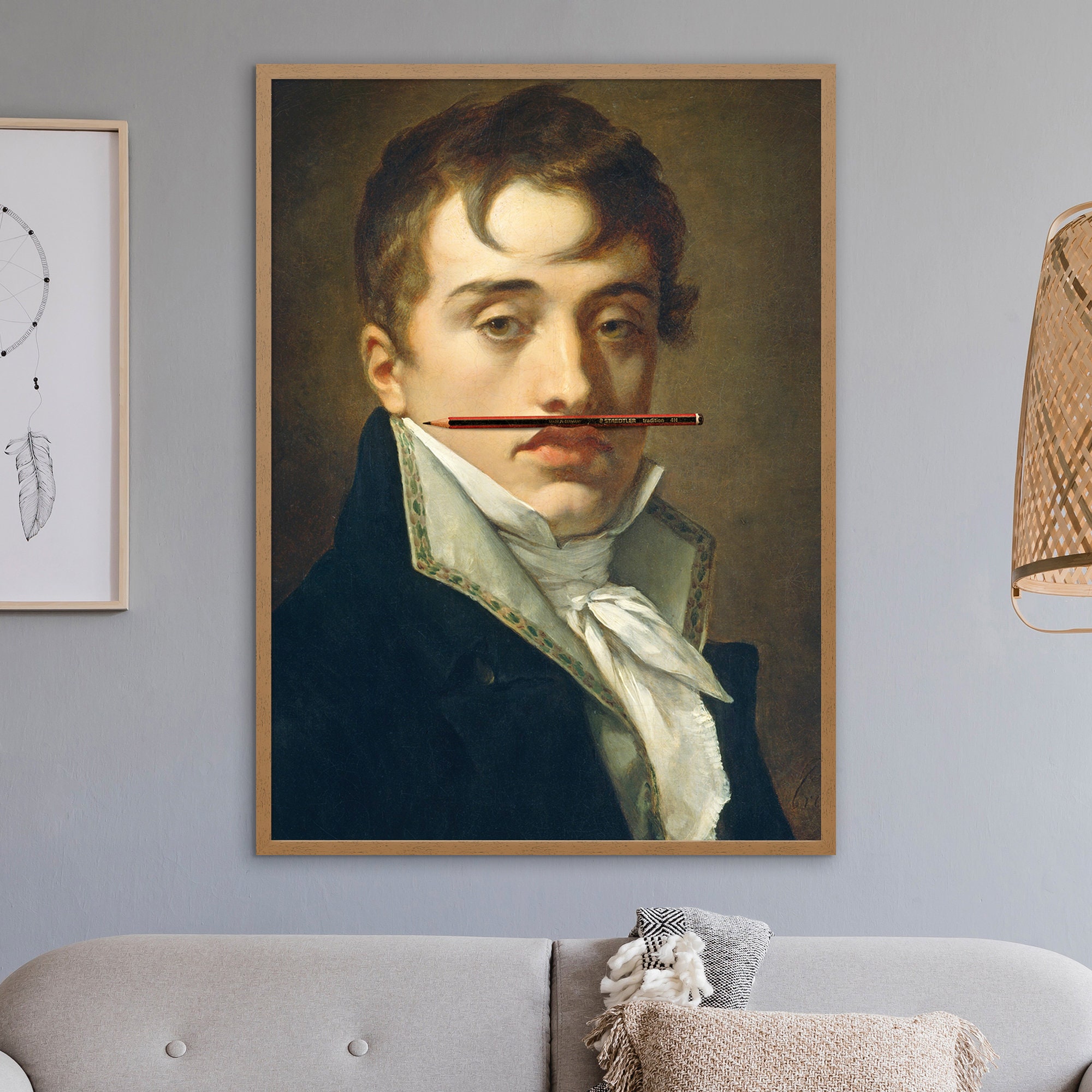 Altered Art Print – Pencil Moustache Renaissance Portrait Painting ...