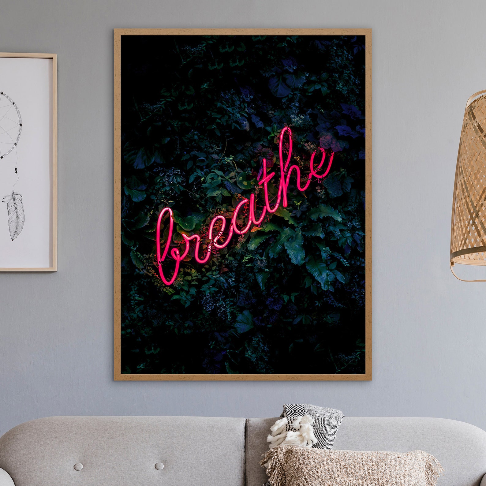 Breathe Neon Sign Art Print Inspirational Quote Motivational - Etsy Canada