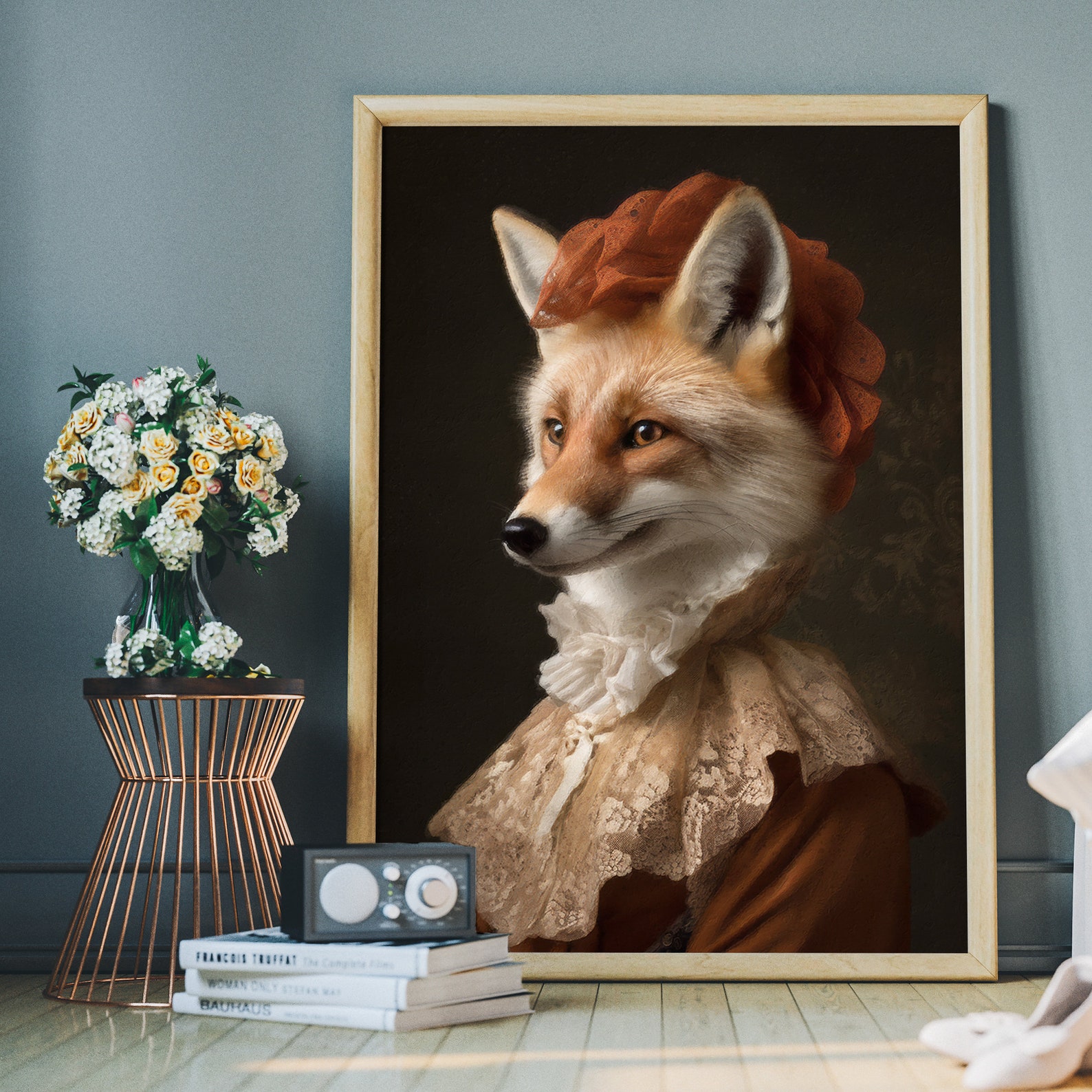 Fox Vintage Portrait, Renaissance Animal Painting, Altered Art Print ...