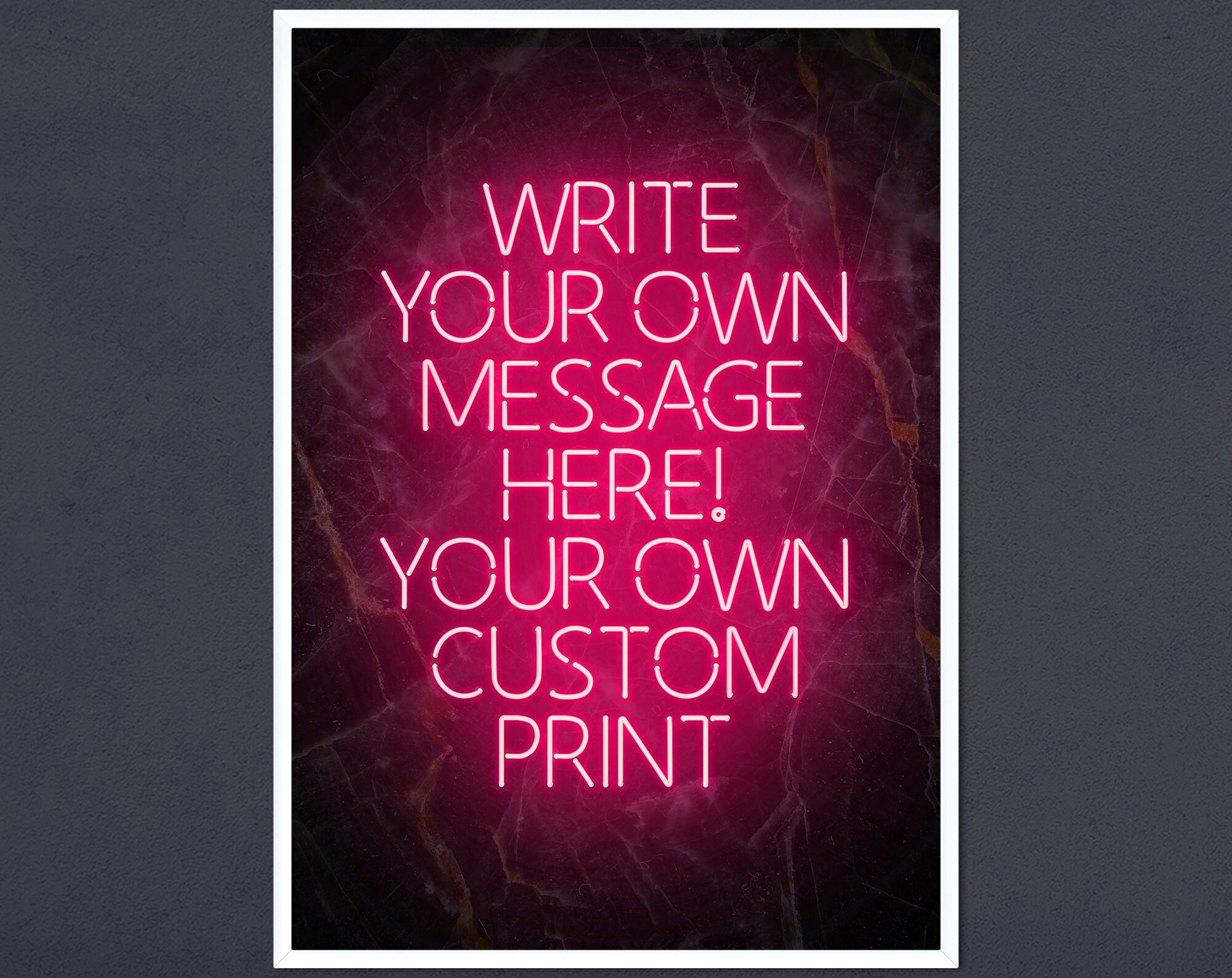 Customisable Red Neon Art Poster Valentines Gift Red Neon | Etsy