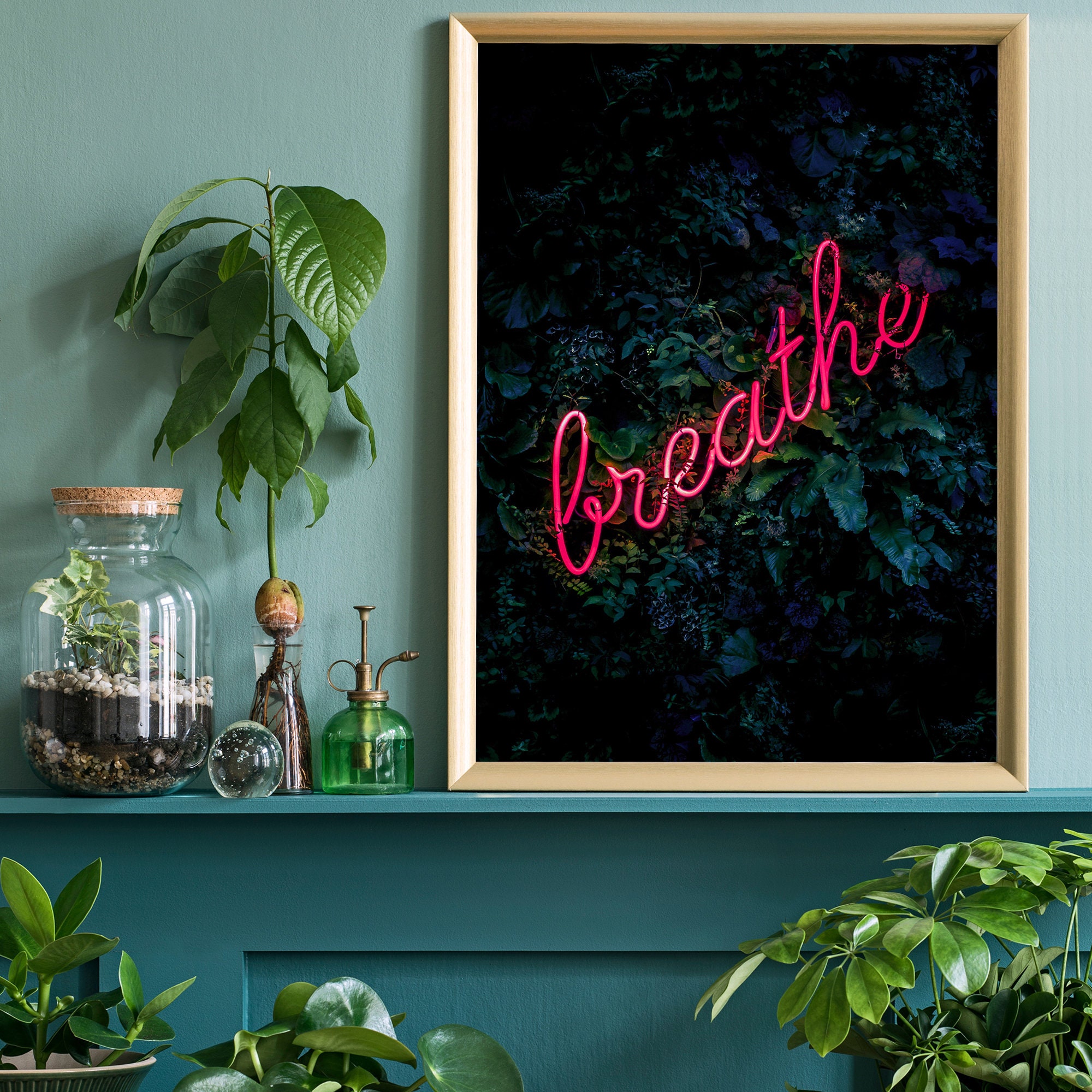 Breathe Neon Sign Art Print Inspirational Quote Motivational - Etsy Canada