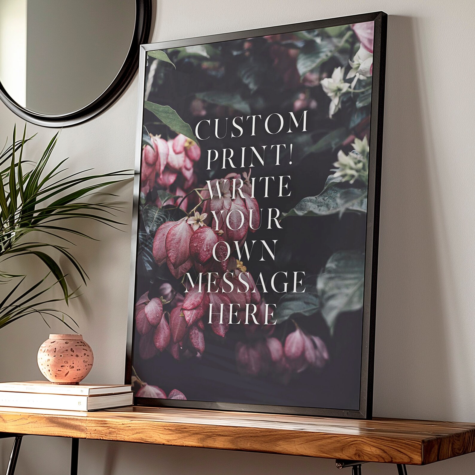 Personalised Floral Art Print, Custom Poster, Tropical Art Print, Write ...