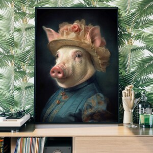 Pig Vintage Portrait Art Print – Renaissance Animal Painting, Altered ...