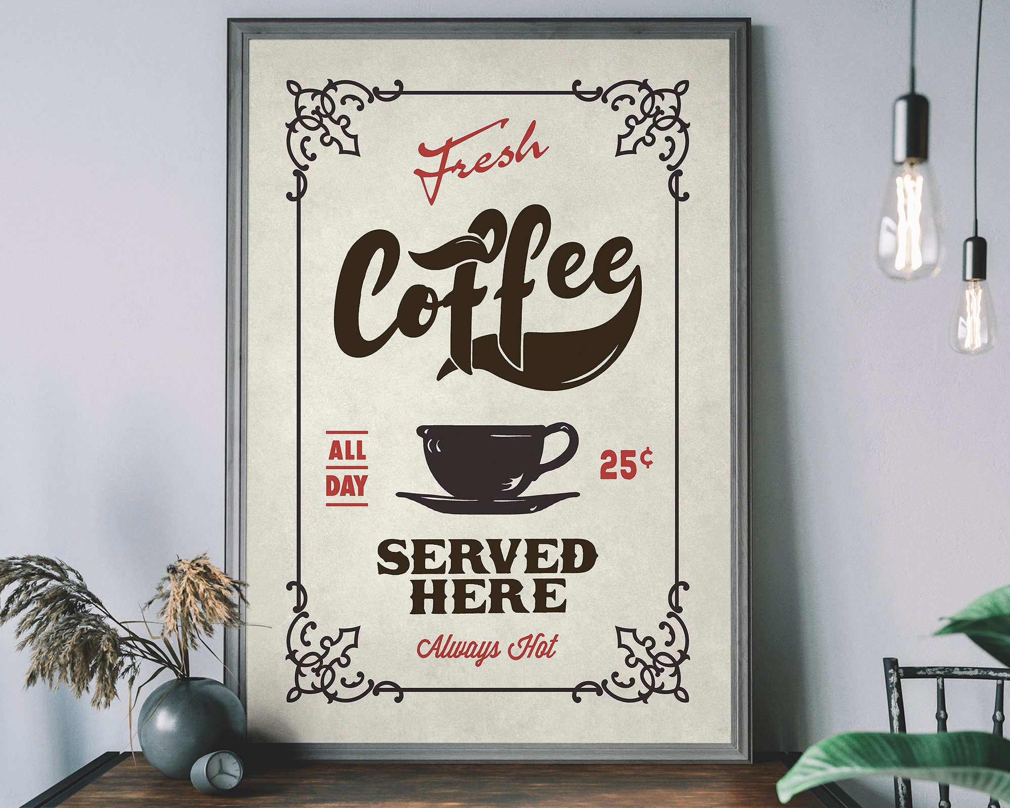 Fresh Coffee Sign Vintage Coffee Poster Retro Coffee Art | Etsy