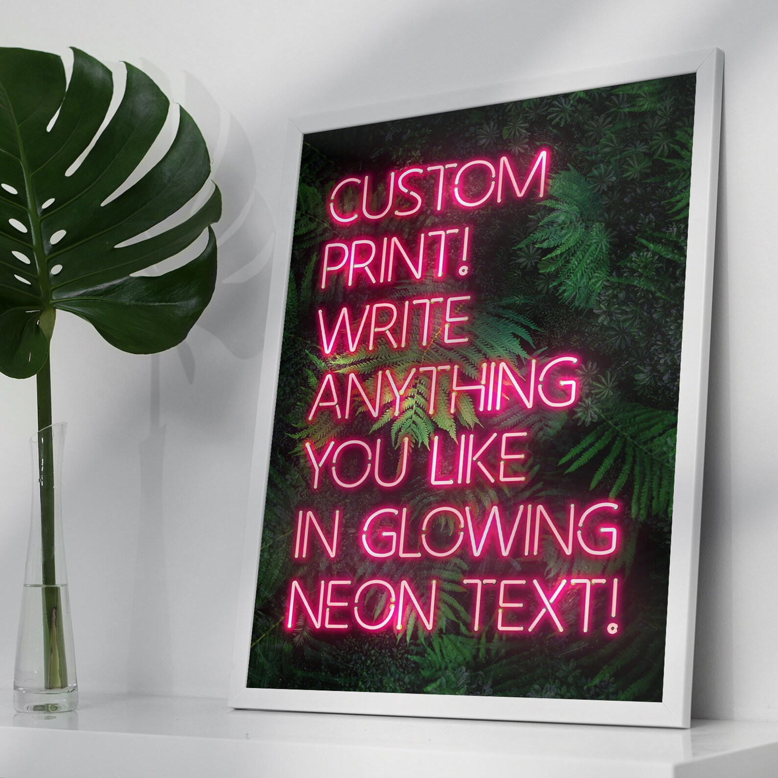 Personalised Pink Neon Art Print Create Your Own Print | Etsy