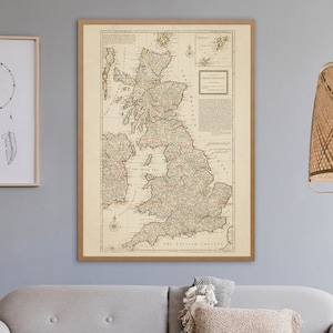 Vintage Great Britain Map, Historical UK Map Art Print, Antique Travel ...