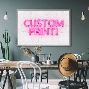 Personalised Pink Neon Art Print, Quote Print, Custom Text Art Print ...