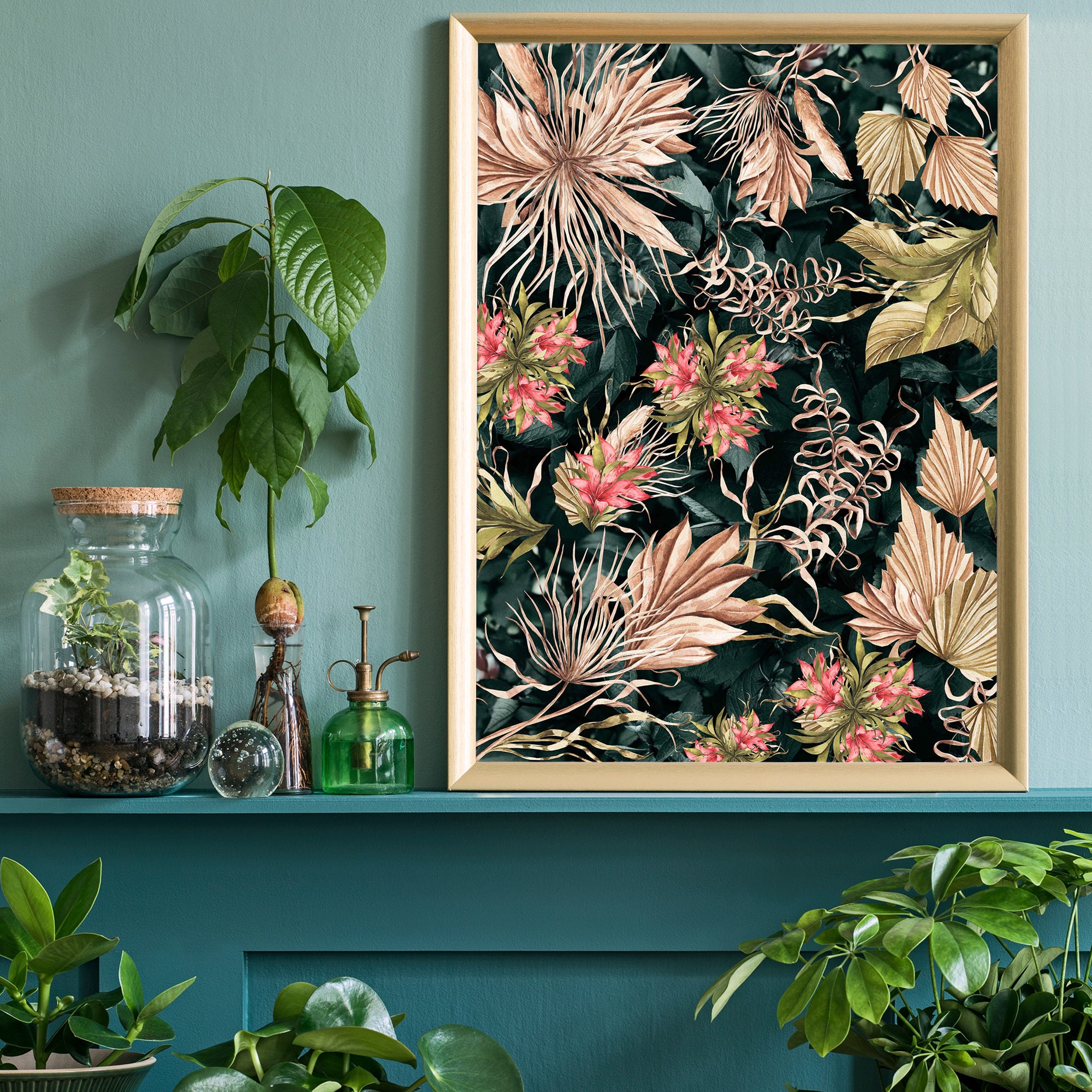 Floral Pattern Print, Maximalism Poster, Botanical Wall Decor, Tropical ...