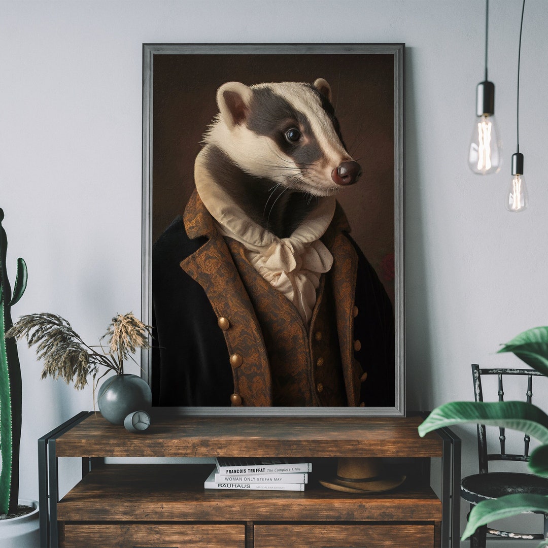 Badger Badger Vintage Portrait – Renaissance Animal Painting, Altered ...