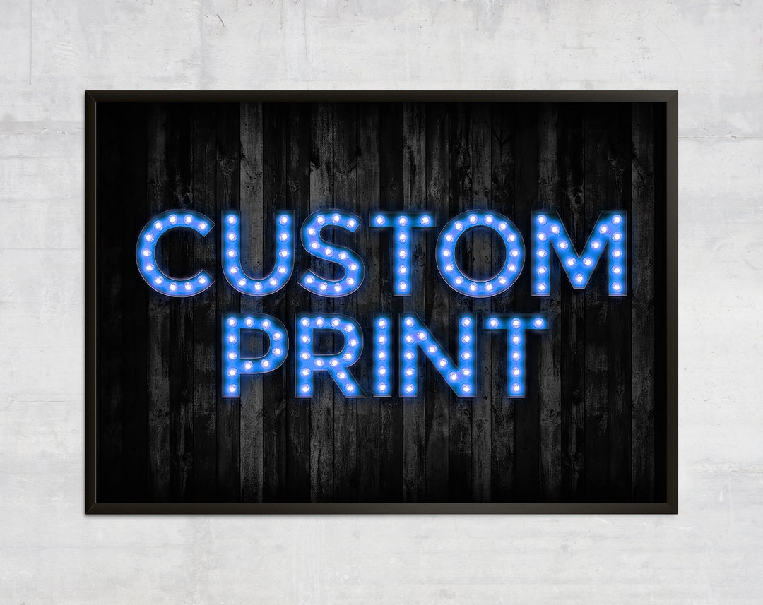 Personalised Blue Bulb Letters, Quote Print, Personalized Gift, Custom ...