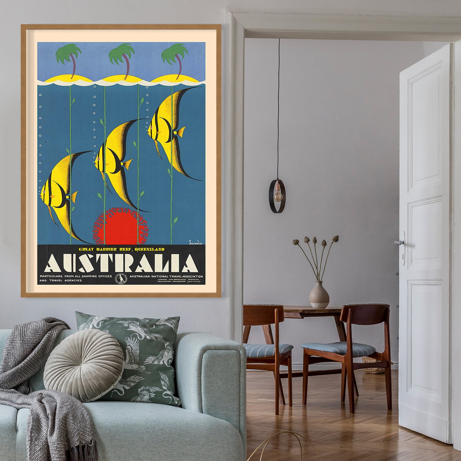 Australia Travel Poster, Great Barrier Reef Illustration, Antique ...