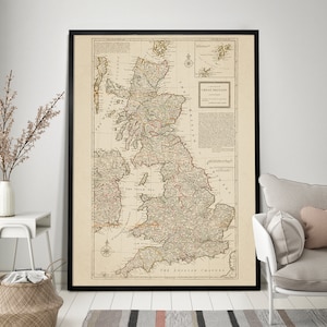 Vintage Great Britain Map Print – Historical UK Art, Antique Geography ...