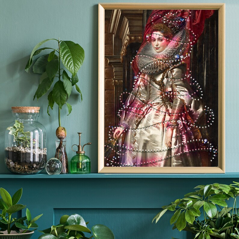 Altered Art Victorian Portrait Art Print Fairy Lights Poster - Etsy