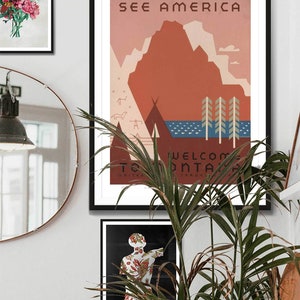 See America Travel Poster, Welcome to Montana, Vintage Travel Poster ...