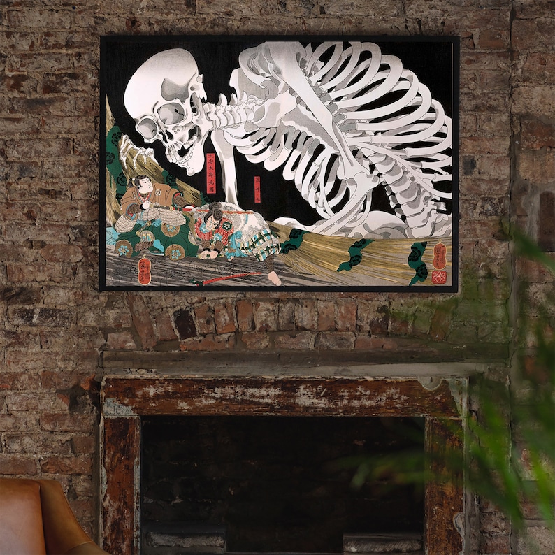 Vintage Japanese Skeleton Art Print by Utagawa Kuniyoshi – Antique ...