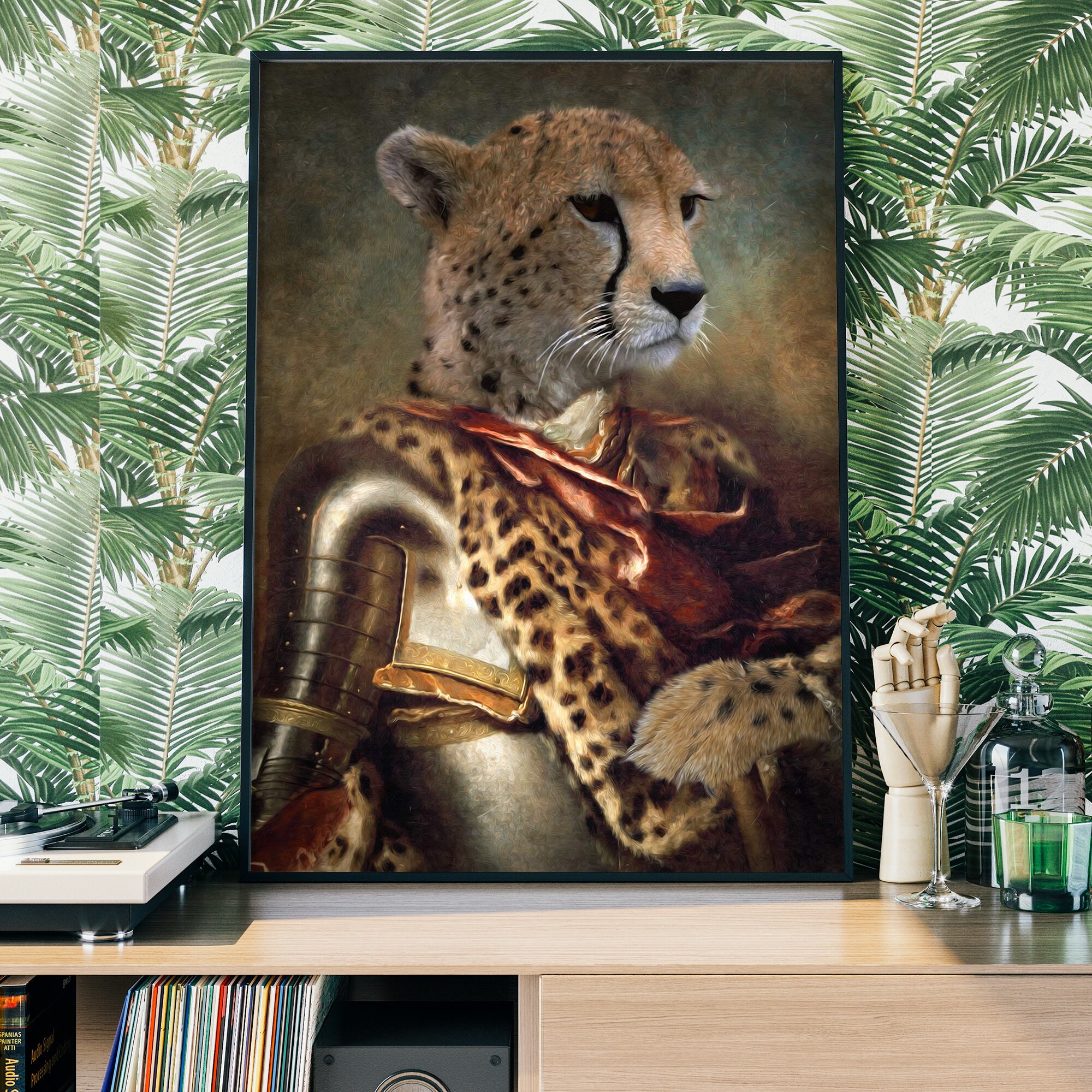 Victorian Cheetah Portrait – Renaissance Animal Painting, Altered Tiger ...