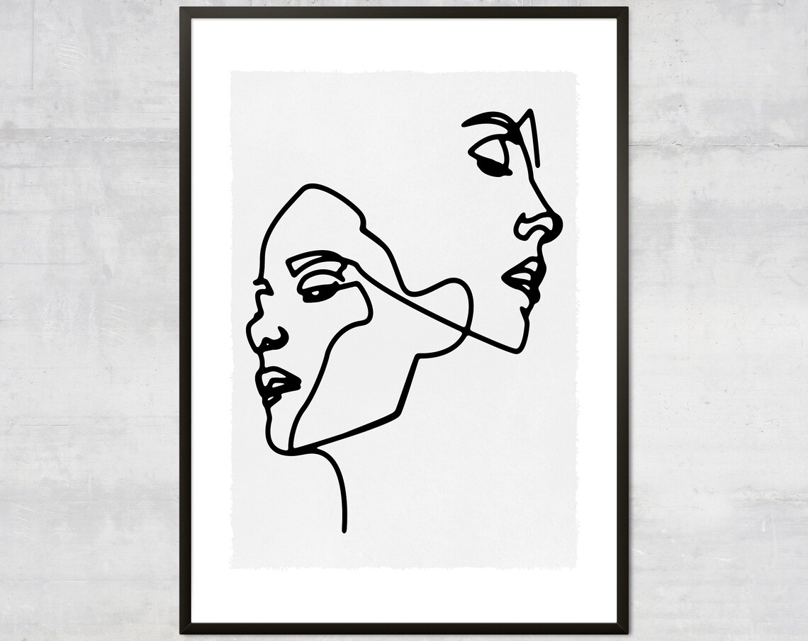Minimal Faces Line Art Print Line Art Wall Prints Woman | Etsy
