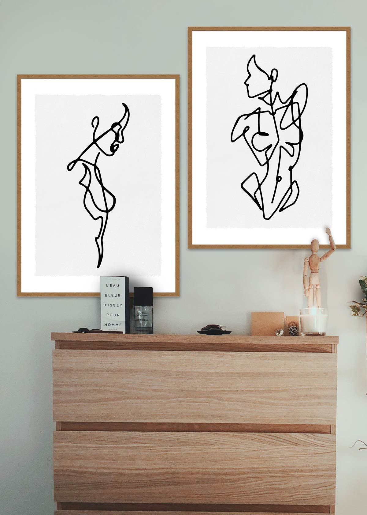 Female Body Line Art Print, Line Art Wall Prints Woman, Minimalist Boho ...