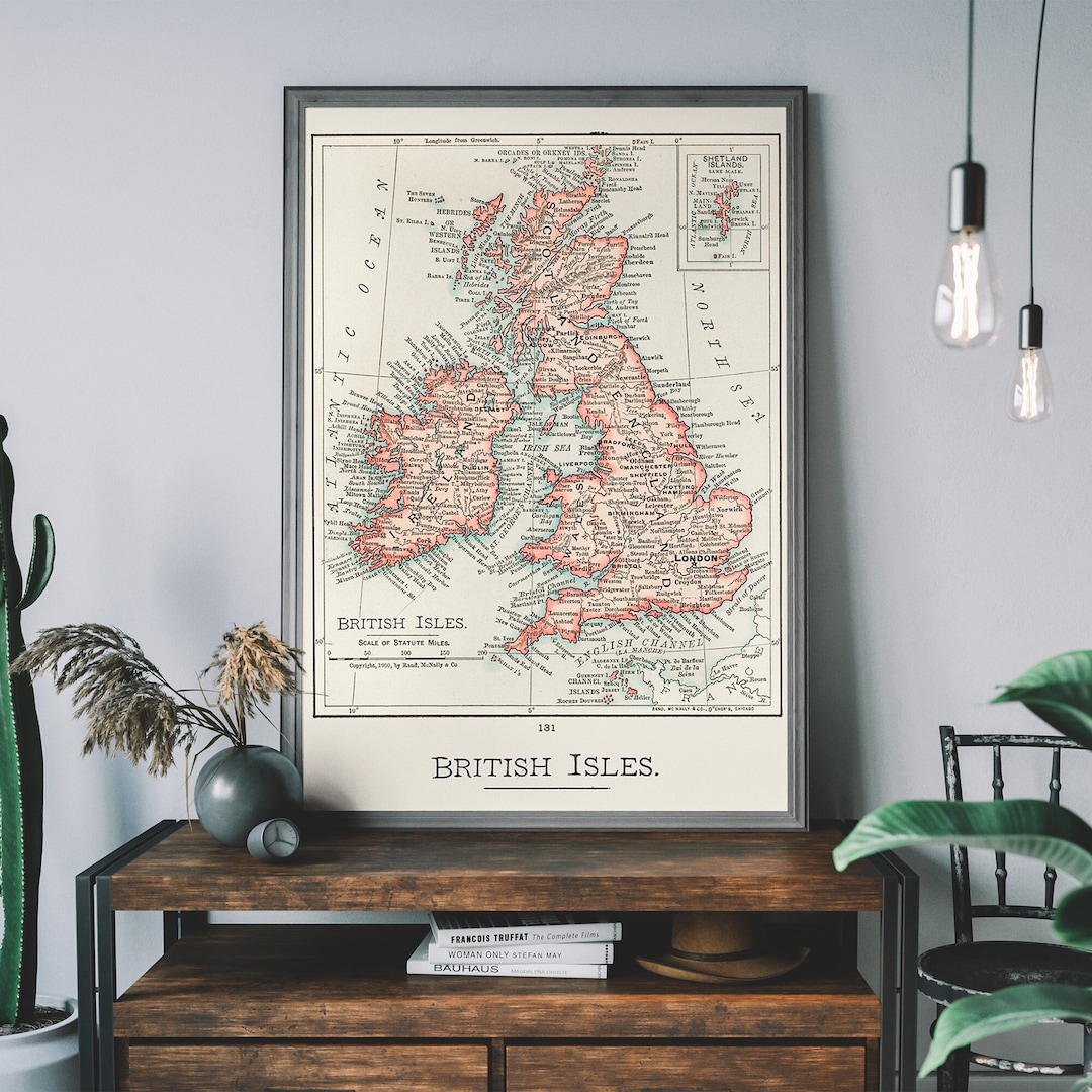 Vintage British Isles Map Print – Historical UK Art, Antique Travel ...