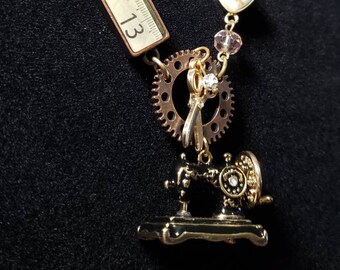Vintage Sewing Machine Necklace Custom Art Jewelry Pendant Designer's ...